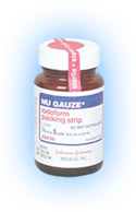 Nu Gauze ravel-resistant, 100% cotton packing strip with iodoform, jar