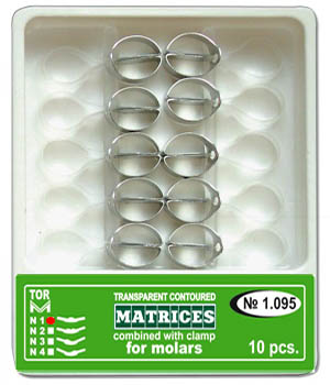 Molar transparent contoured matrices combined with clamp 1.095 (10 pcs.)