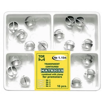 Kit of premolar transparent contoured matrices combined with clamp 1. ...