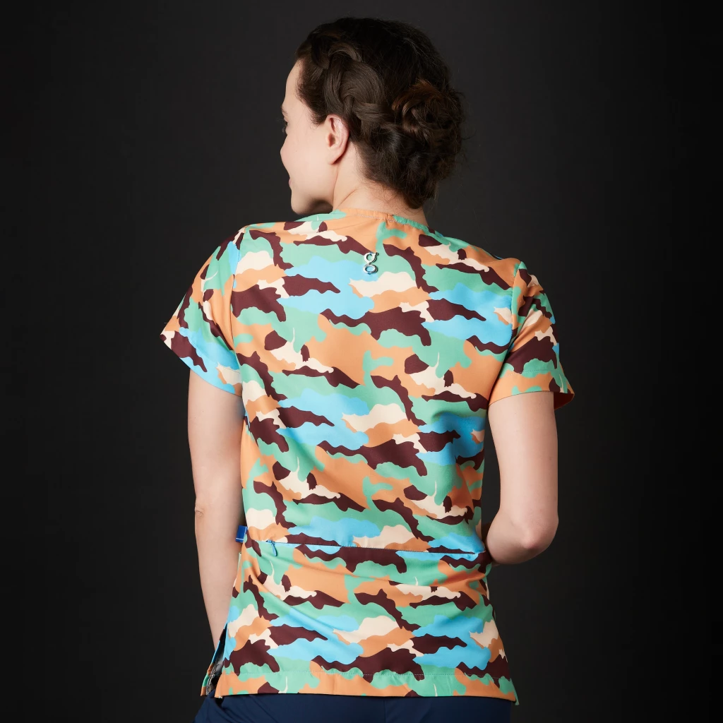 Scrub Top Army Women Strech Premium Monclare (Color: Camel/Size: Xl)
