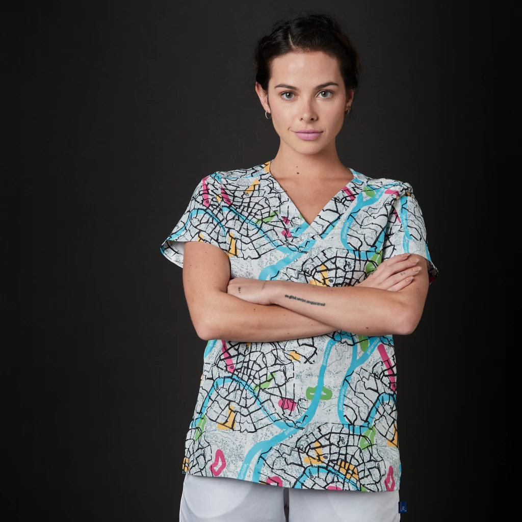 Scrub Top Lumiere Women Woman Win Sena (Color: White/Size: M)