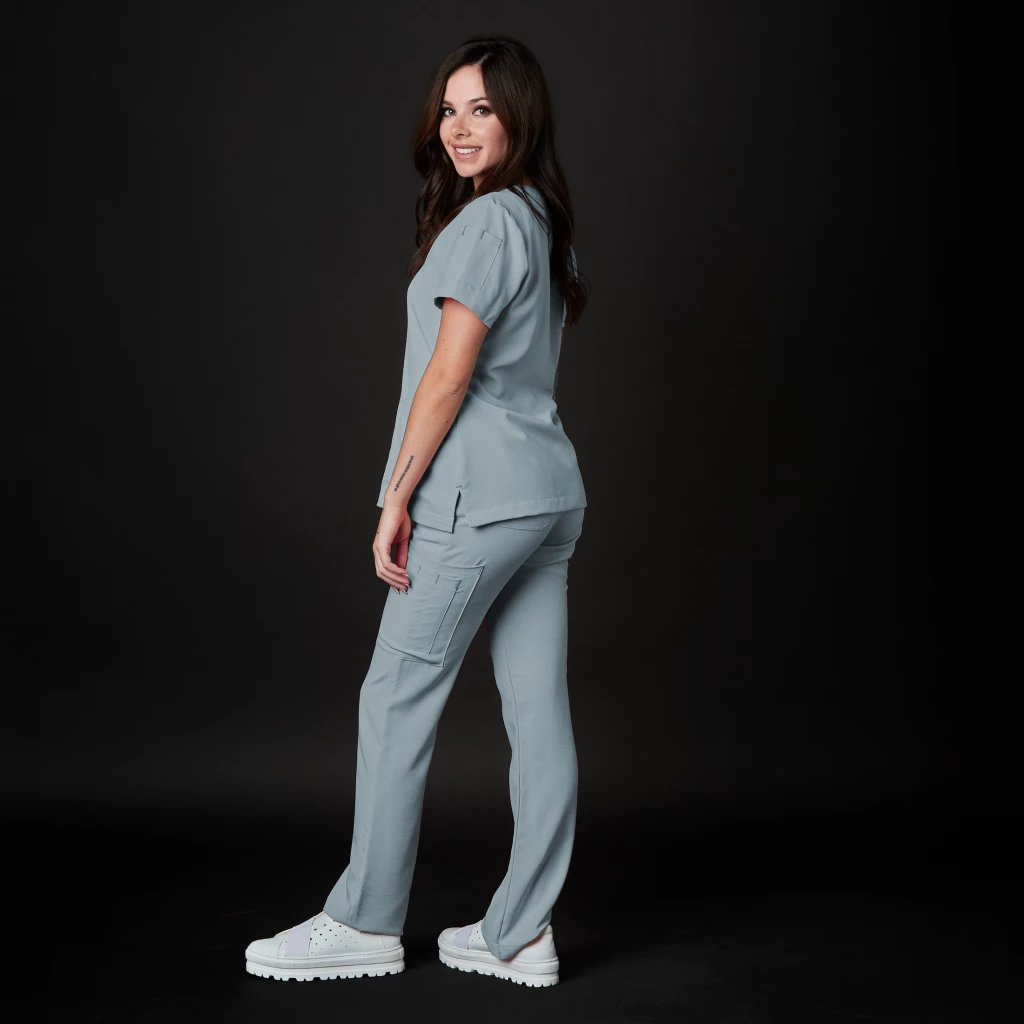 Scrub Set Catherine Women Square Antibacterial (Color: Silver/Size: Xl)