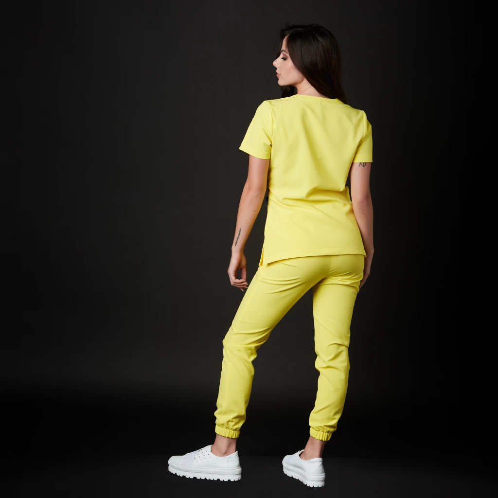 Scrub Set Performance Women Square Antibacterial (Color: Yellow Neon ...