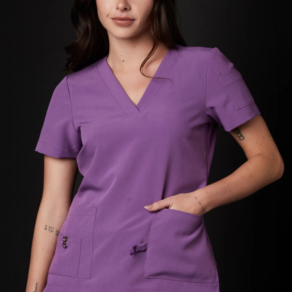 Scrub Set Performance Women Square Antibacterial (Color: Purple Neon ...