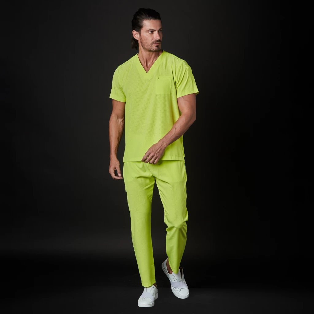 Scrub Set Rockwell Men Summer Hold (Color: Yellow Neon/Size: S)