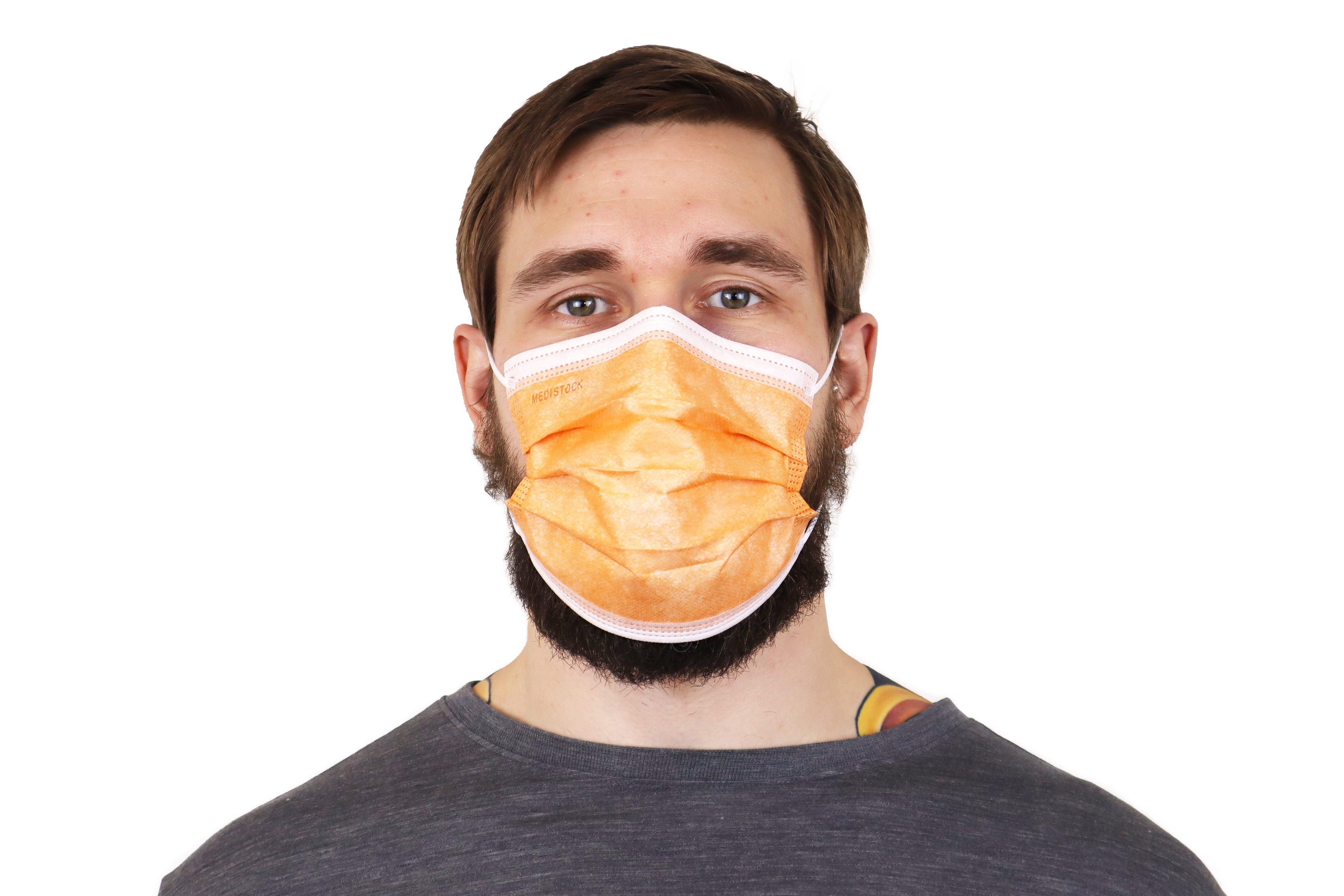 Medical face mask, package of 50 pieces. Orange.