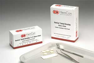 HemCon Dental Dressing 10 mm x 12 mm 4/Pk. Made of chitosan from shellfish