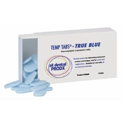Temp Tabs True Blue thermoplastic matrix wafers, 72/pkg. Flexible multiuse