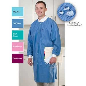 Extra-Safe Lab Coats - Teal 5X-Large 10/Pk. Knee-Length, Light-Weight