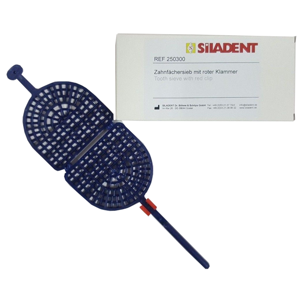 Siladent Perform denture tooth sieve with red clamp are compartmented ...